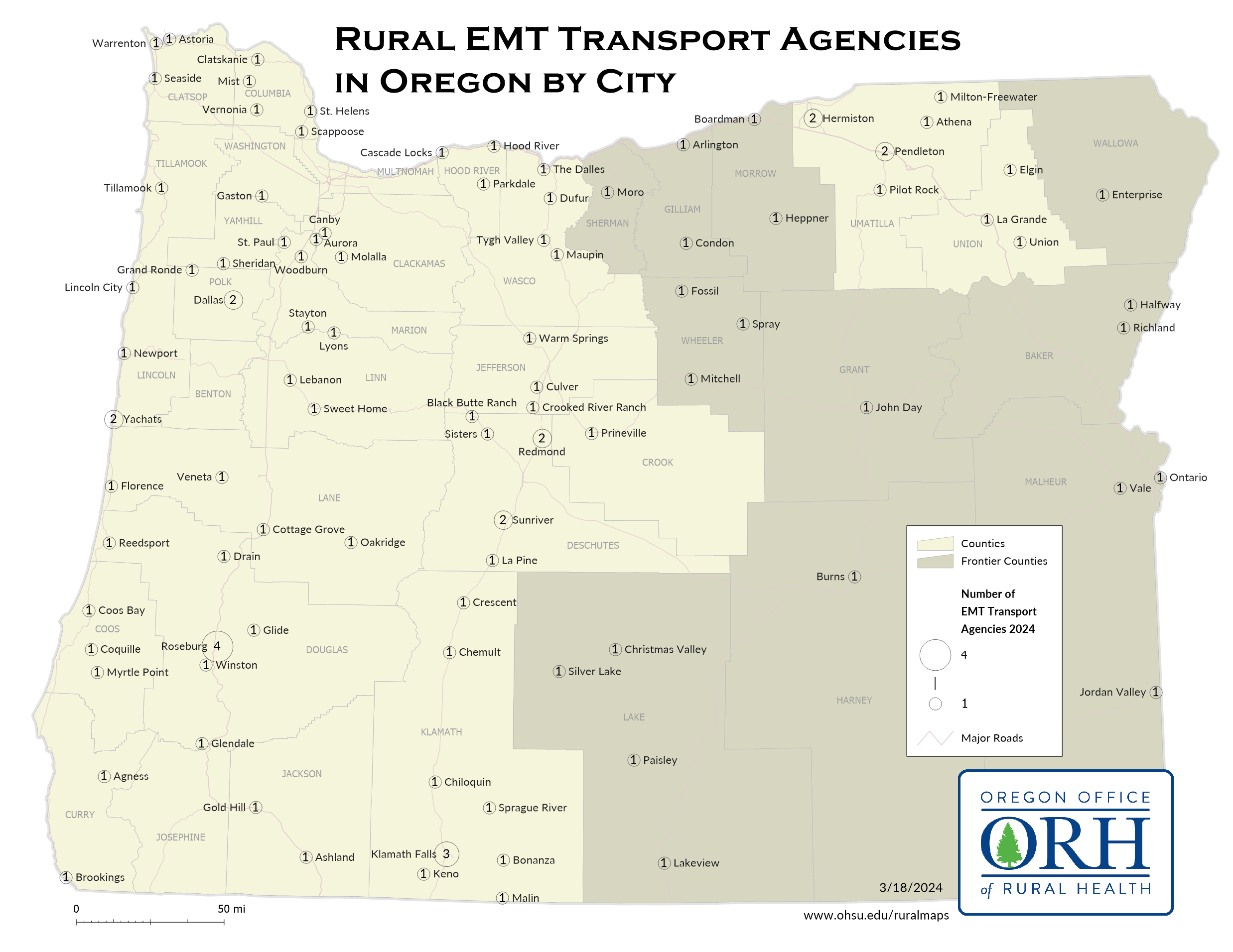 Rural EMT Transport map 4-2-24 | OHSU